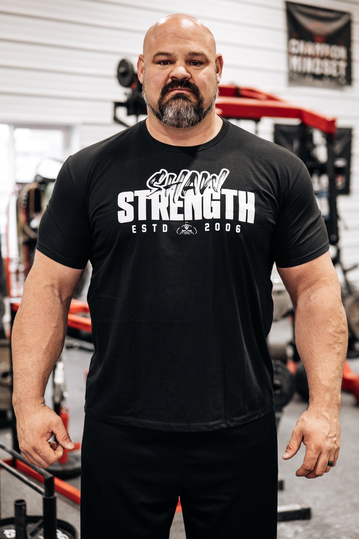 White Logo Shaw Strength T-Shirt | ESTD 2006